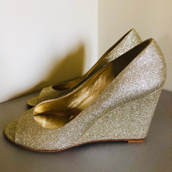 Butter Shoes | Shoes | Butter Gold Glitter Wedge Heel New | Poshmark